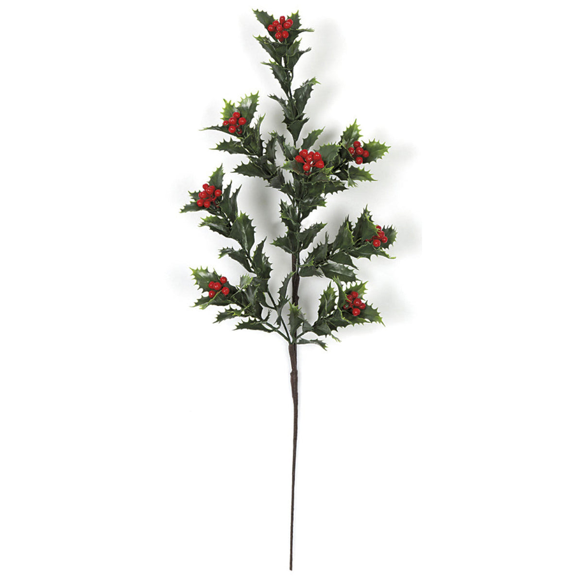 23" Artificial Holly Leaf & Berry Stem -2 Tone Green — Silks Are Forever