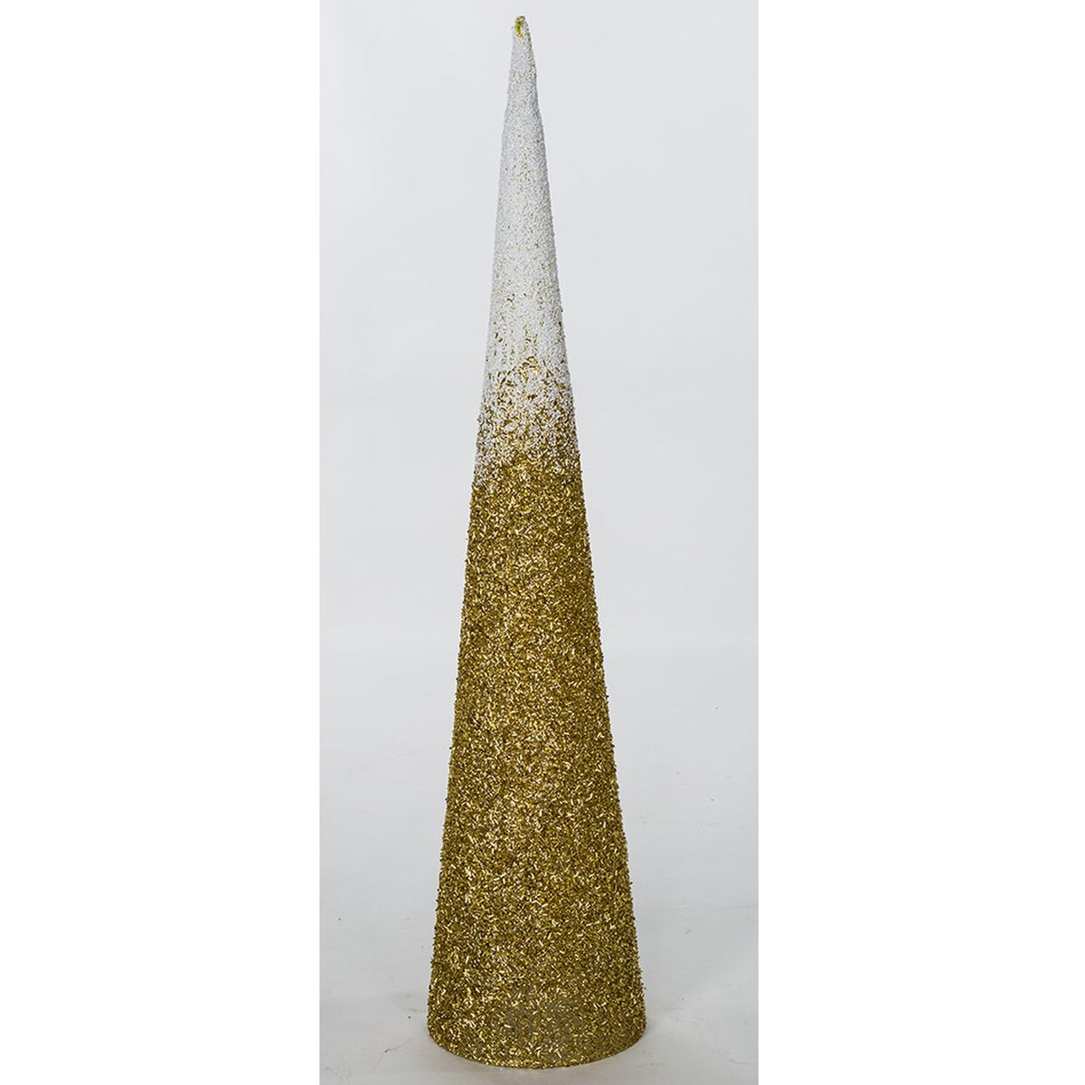 5' Glittered & Beaded Ombre Cone Tree -Gold/White — Silks Are Forever