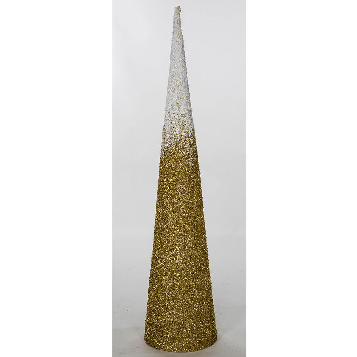 6' Glittered & Beaded Ombre Cone Tree -Gold/White — Silks Are Forever