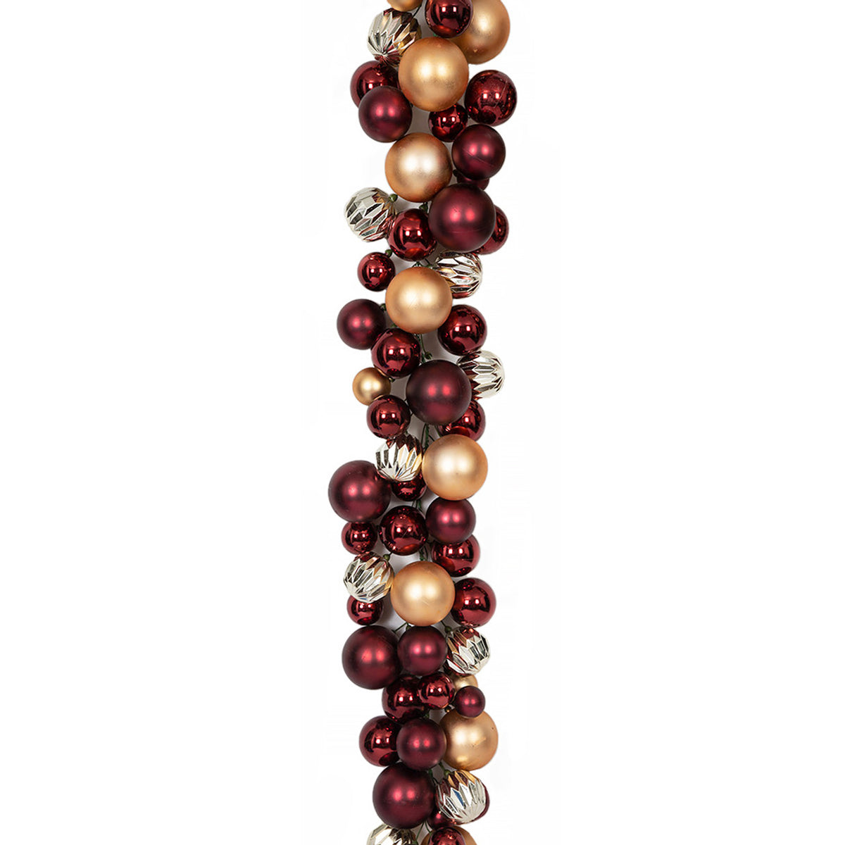 6' Mixed Matte & Reflective Ornamental Ball Garland -Burgundy/Gold ...