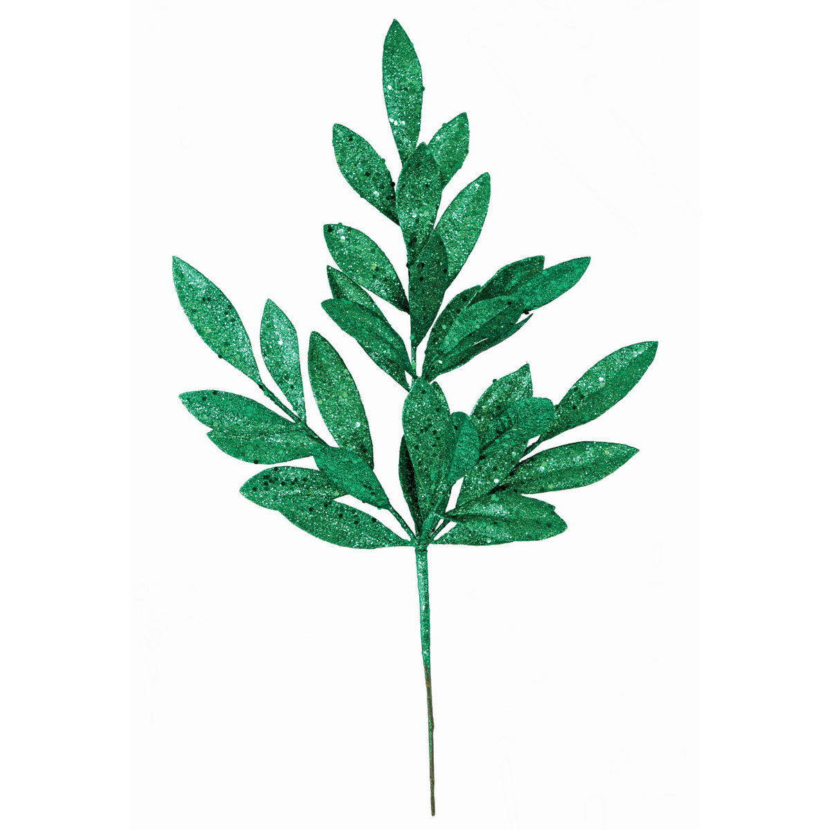 20.5" Glittered Artificial Bay Leaf Stem -Dark Green — Silks Are Forever
