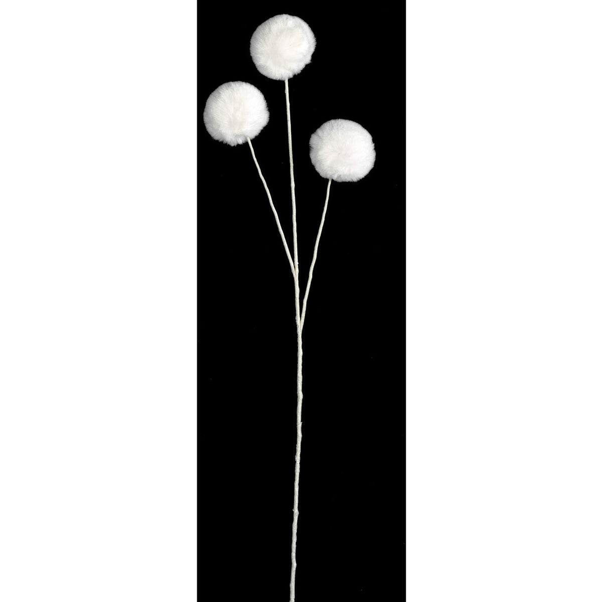 29" Fur Pom Pom Artificial Stem -White | SilksAreForever.com — Silks ...