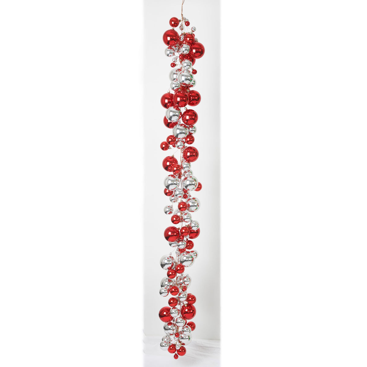 6' Plastic Mixed Reflective Ball Garland -Red/Silver — Silks Are Forever