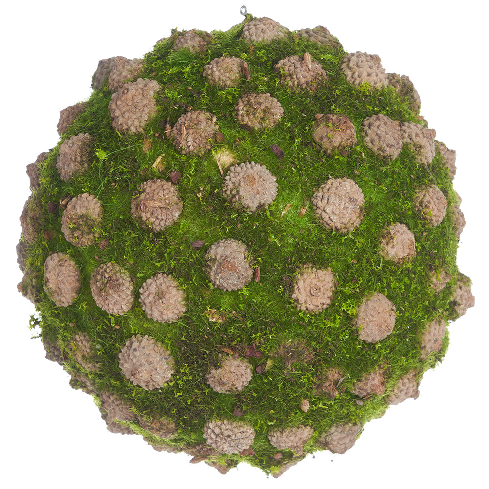 6" Moss & Pod Ball-Shaped Artificial Topiary -Green/Brown — Silks Are ...