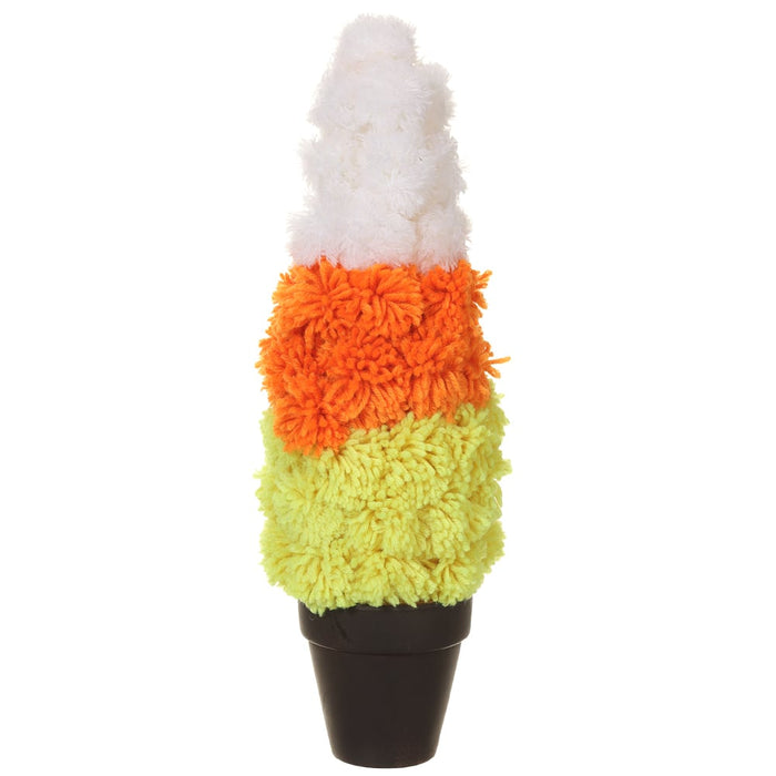 15" Cone-Shaped Pompon Topiary w/Pot -Yellow/Orange — Silks Are Forever
