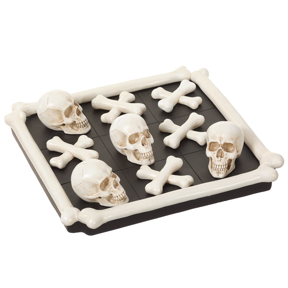 2" Halloween Skull & Skeleton Tic Tac Toe -Cream — Silks Are Forever