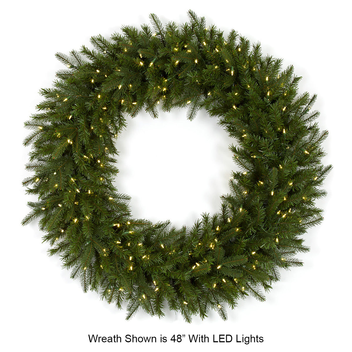 60" PE Artificial Elizabeth Pine Wreath, LED Pre-Lit -Green — Silks Are ...