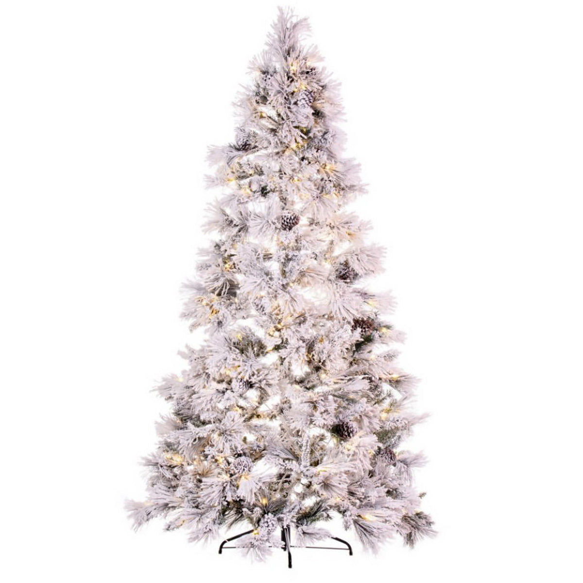 Half-Tree/Wall Heavy Flocked Bavarian & Pinecone Rice LED-Lighted ...