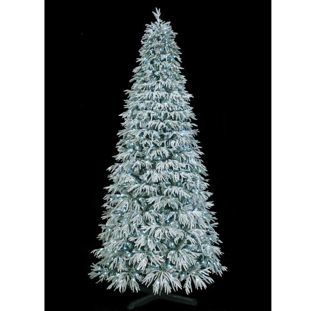 12' PE Flocked Glacier Fir Artificial Christmas Tree, Micro LED Pre-Lit ...