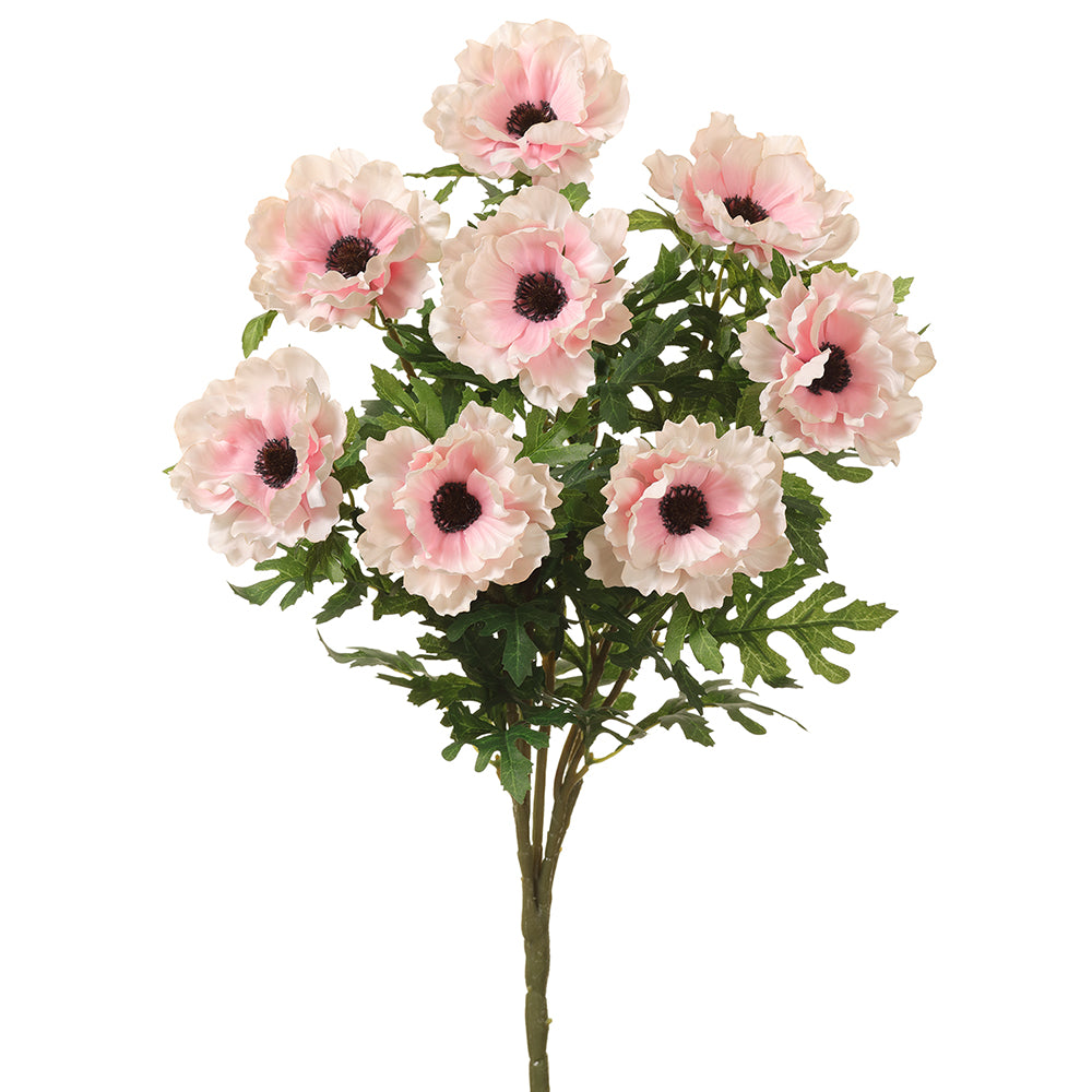 20" Silk Wave Anemone Flower Bush -Pink/Cream | Anemone Flowers — Silks ...