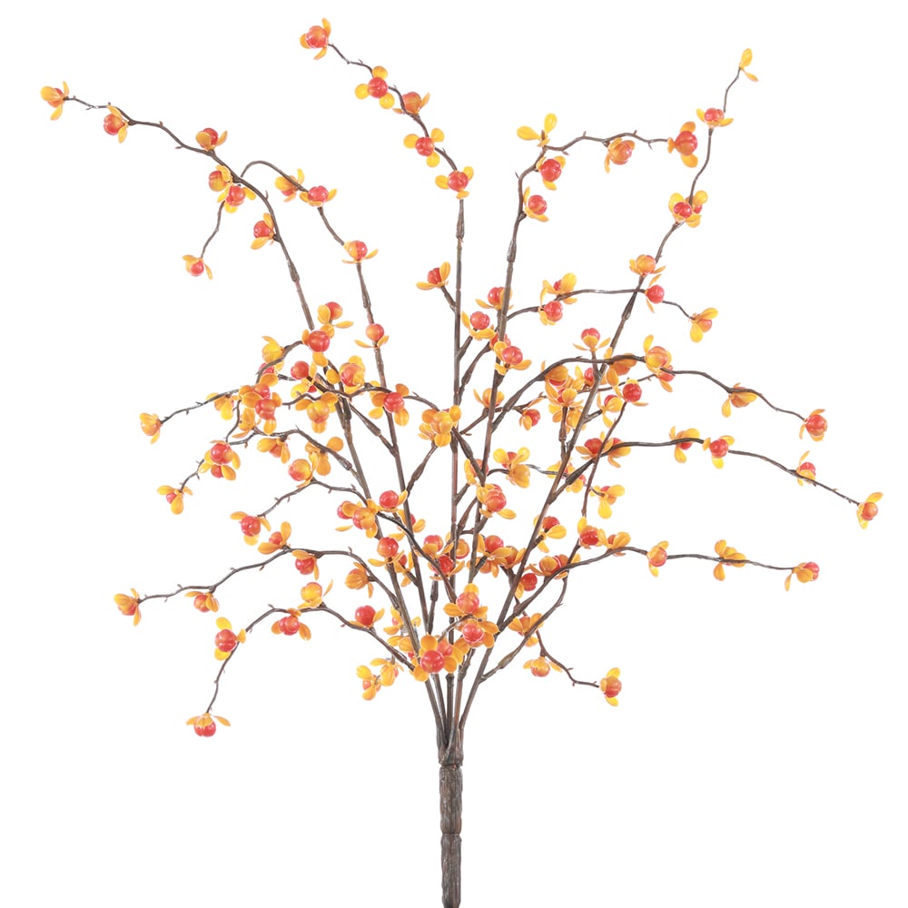 17" Artificial Bittersweet Berry Bush -Orange/Yellow | Fall Berries ...