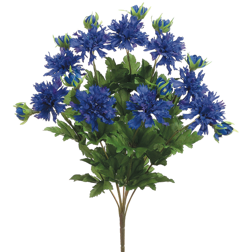 17" Silk Cornflower Flower Bush -Blue | Cornflowers — Silks Are Forever