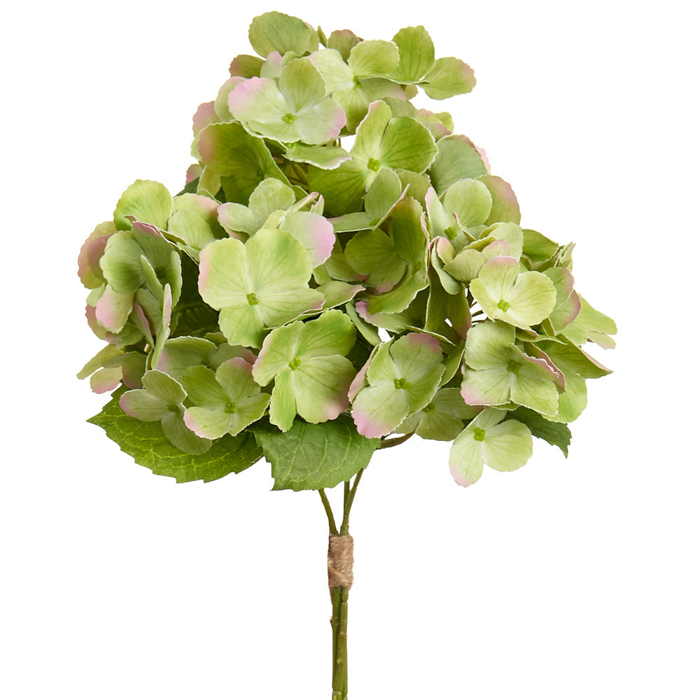 14.5" Hydrangea Silk Flower Stem Bundle -Green | Hydrangea Stem — Silks ...