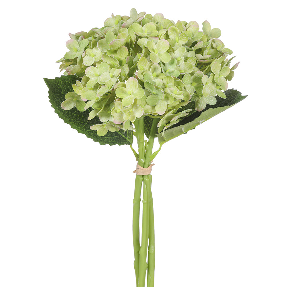 13" Hydrangea Silk Flower Stem Bundle -Green | Hydrangea Stem — Silks ...