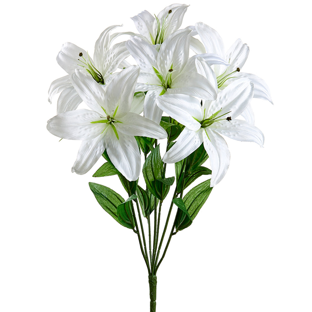 22" Faux Lily Flower Bush -White | Lily Flowers | SilksAreForever.com ...