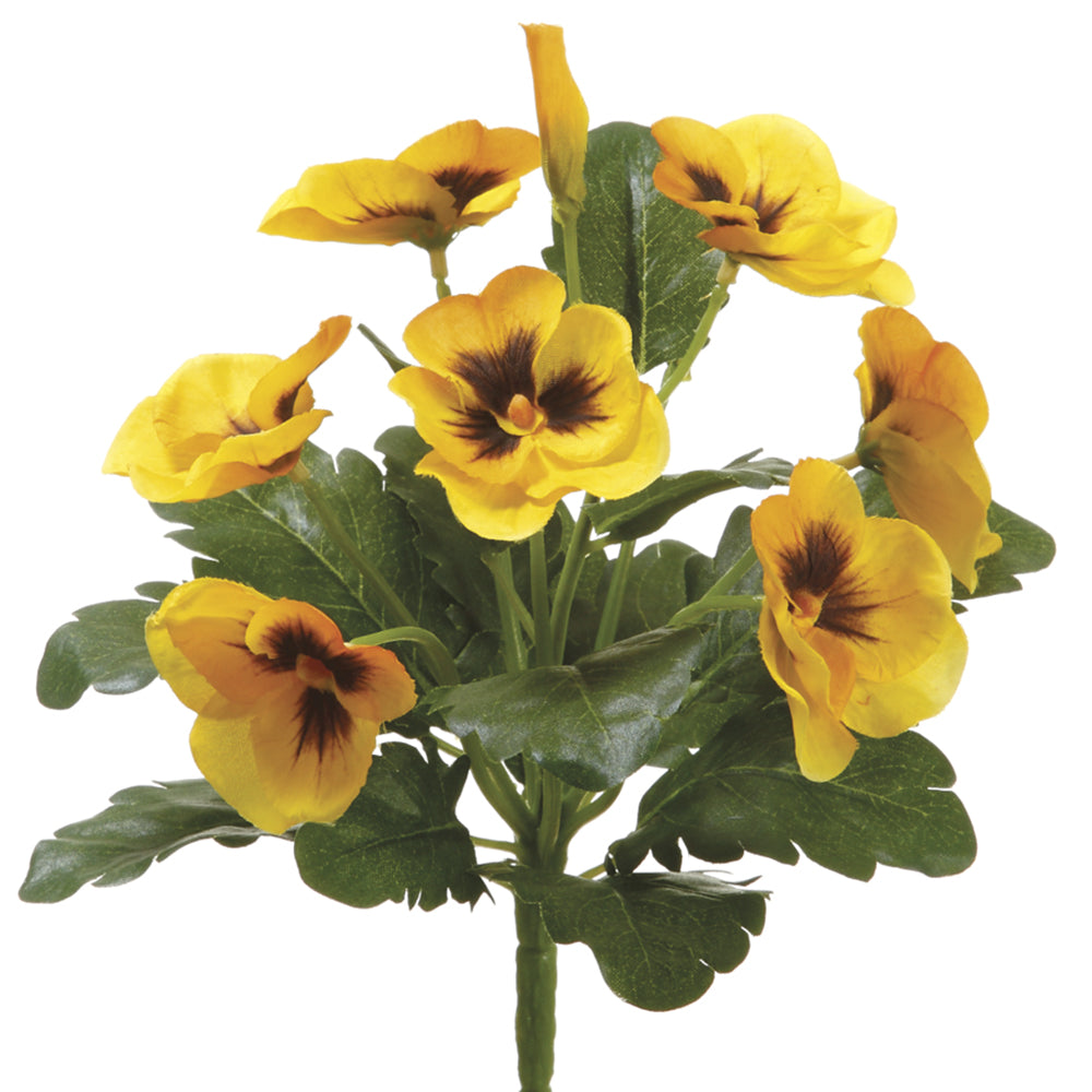8" Silk Mini Pansy Flower Bush -Yellow | Pansy Flowers — Silks Are Forever