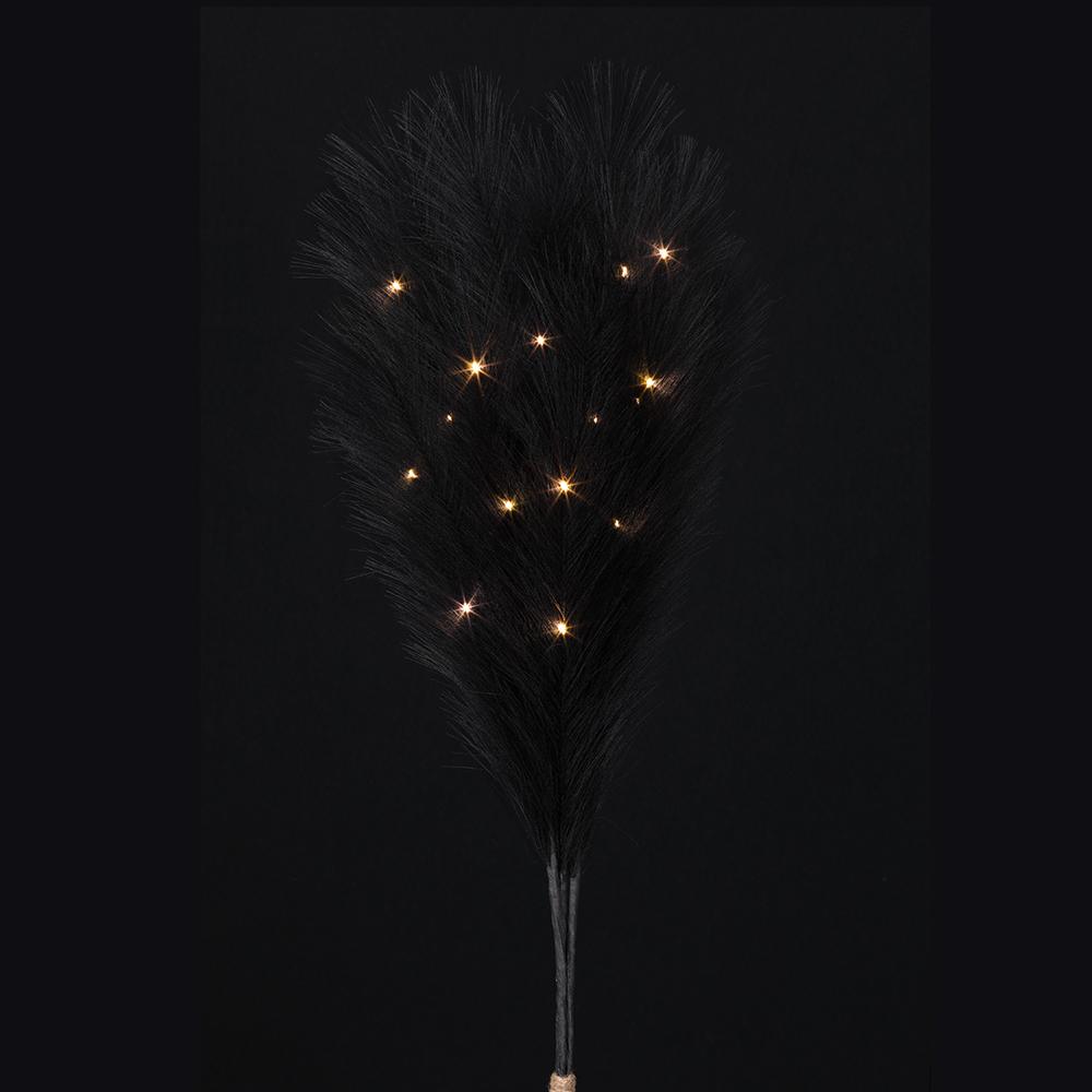 Battery Operated LED-Lighted Artificial Pampas Grass Stem Bundle -Black ...