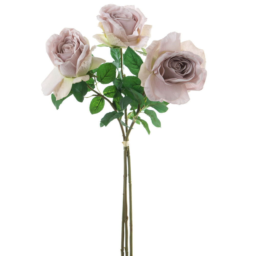 25.5" Real Touch Rose Silk Flower Stem Bundle -Lavender | Rose Stem ...