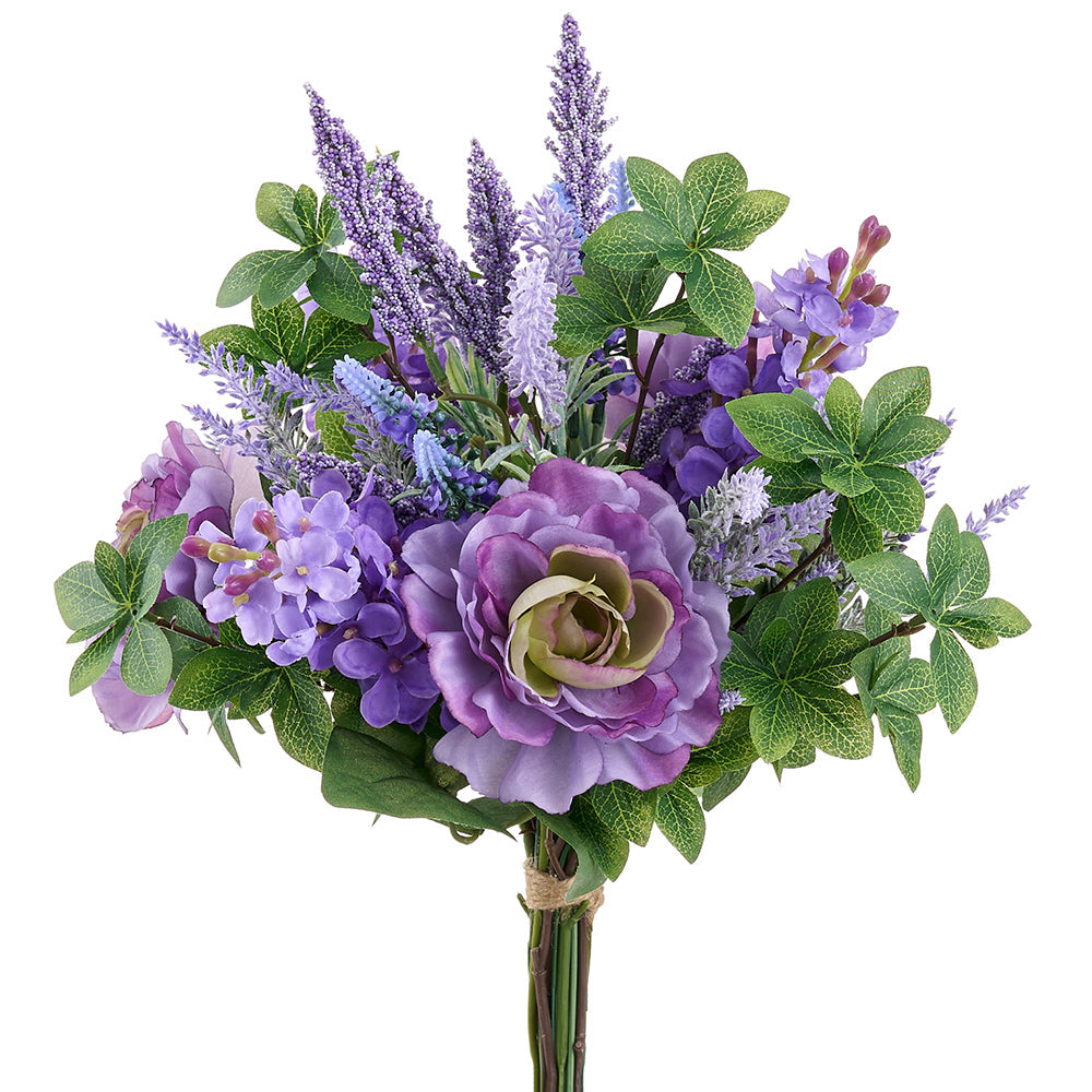 15" Ranunculus, Lilac & Lavender Silk Flower Bouquet -Purple/Lavender ...