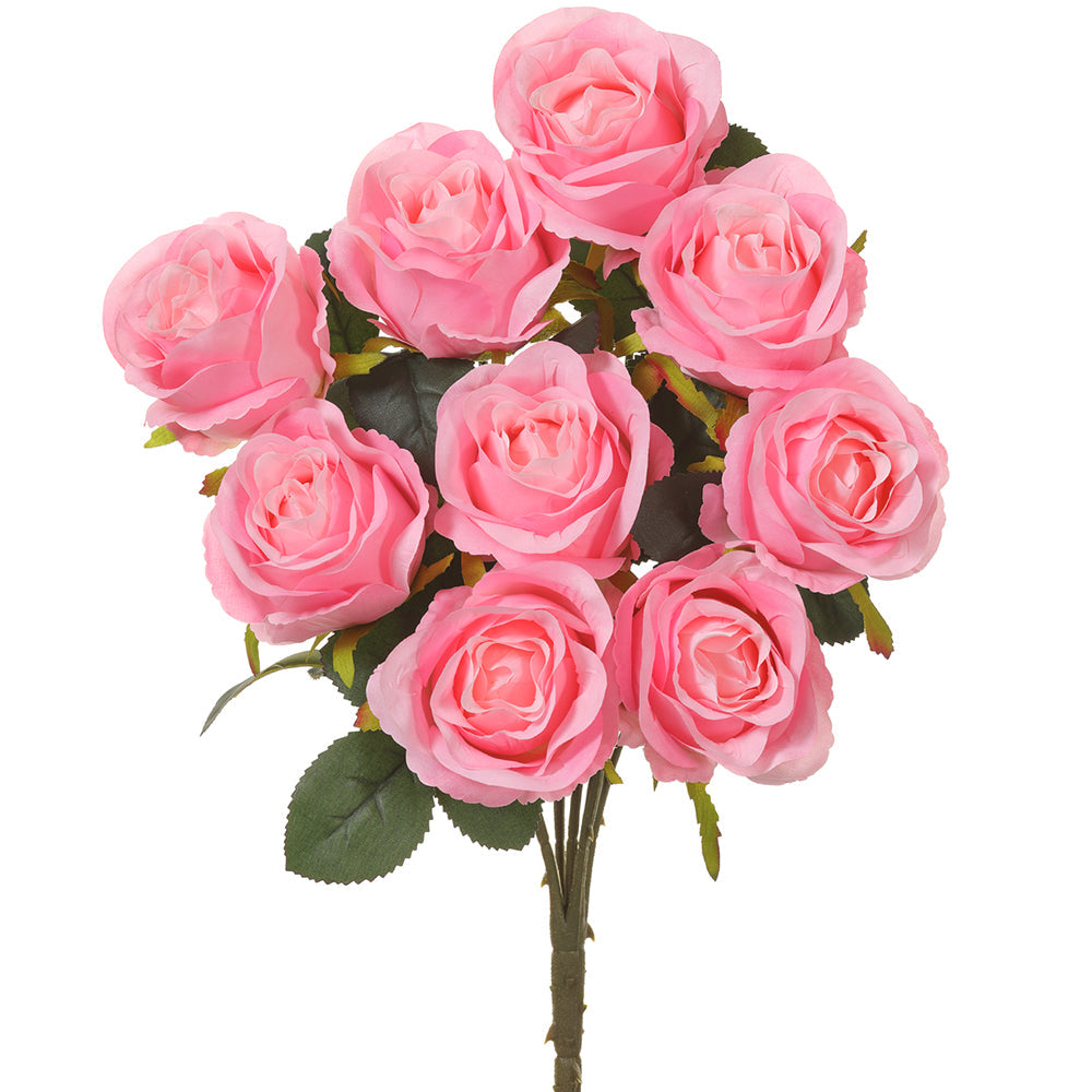 17.5" Silk Rose Flower Bush -Pink | Rose Flowers — Silks Are Forever
