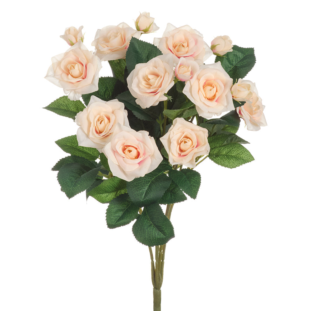 15" Silk Rose Flower Bush -Peach/Cream | Rose Flowers — Silks Are Forever
