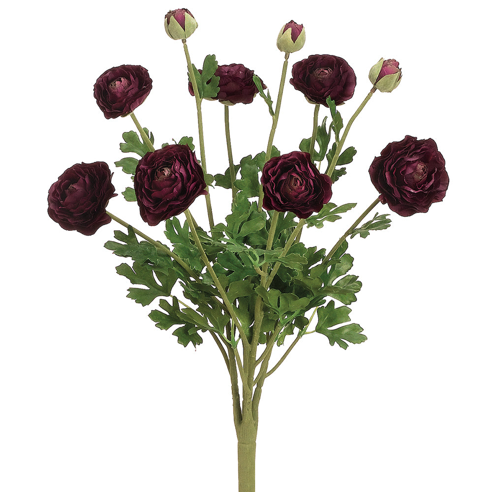 19" Silk Ranunculus Flower Bush -Eggplant | Ranunculus Flowers — Silks ...