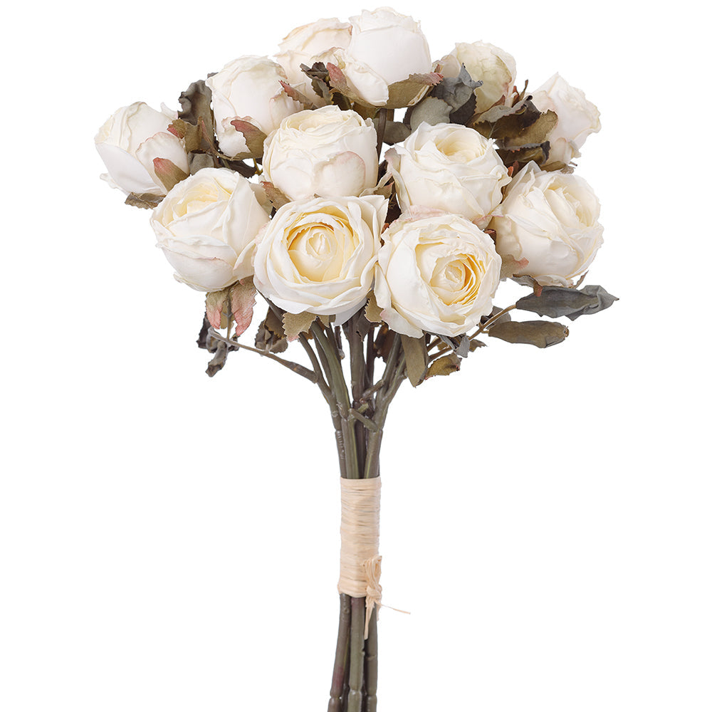13" Mini Rose Silk Flower Stem Bundle -Cream | SilksAreForever.com ...