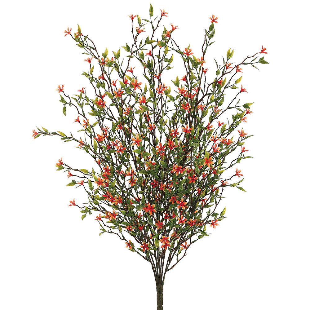 20" Plastic Wild Starflower Artificial Flower Bush -Orange — Silks Are ...
