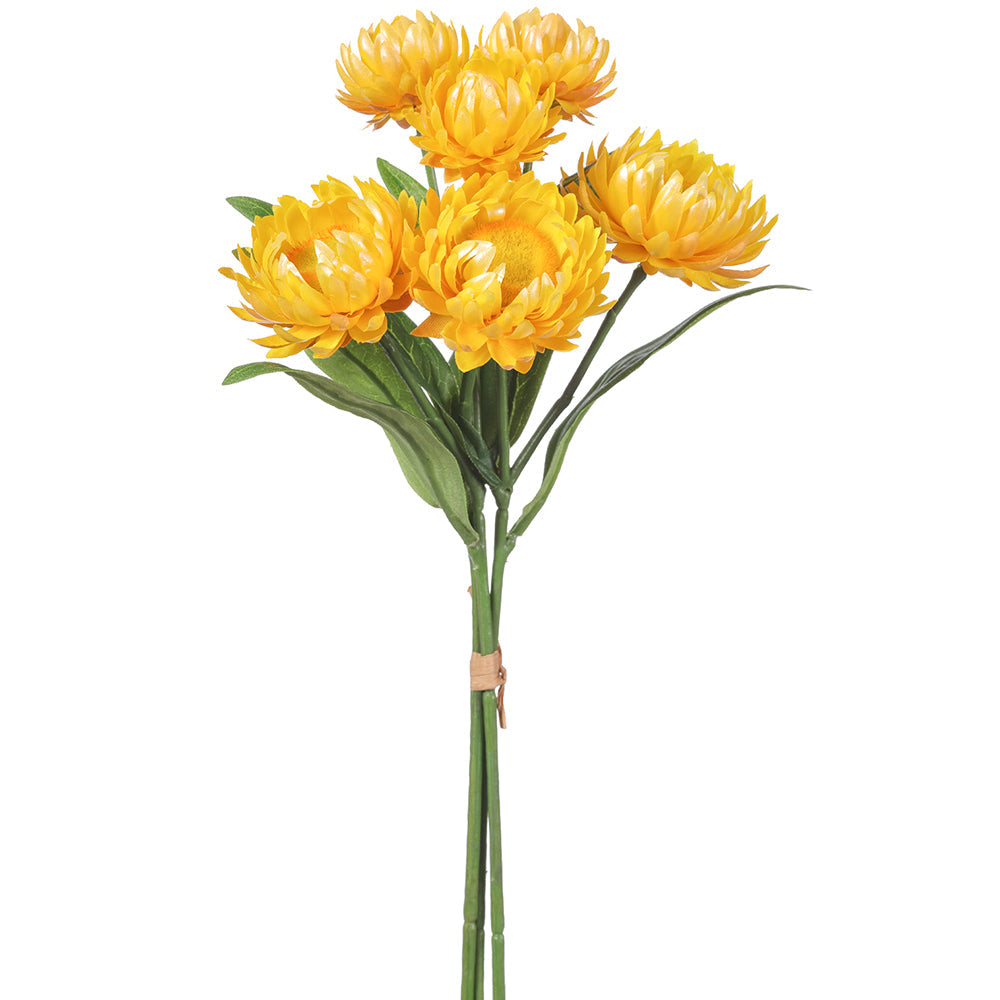 12" Strawflower Silk Flower Stem Bundle -Yellow | SilksAreForever.com ...