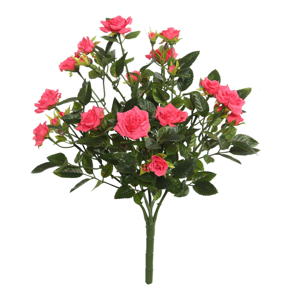 15" Silk Mini Diamond Rose Flower Bush -Hot Pink | Rose Flowers — Silks ...