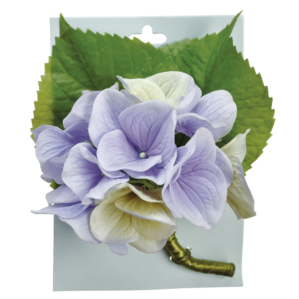 5" Hydrangea Silk Flower Corsage -Cream/Lavender — Silks Are Forever