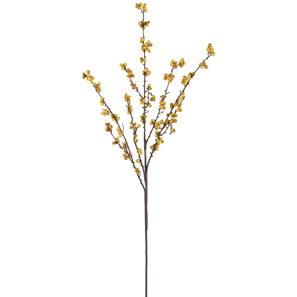36" Artificial Berry Stem -Mustard | Fall Berries — Silks Are Forever