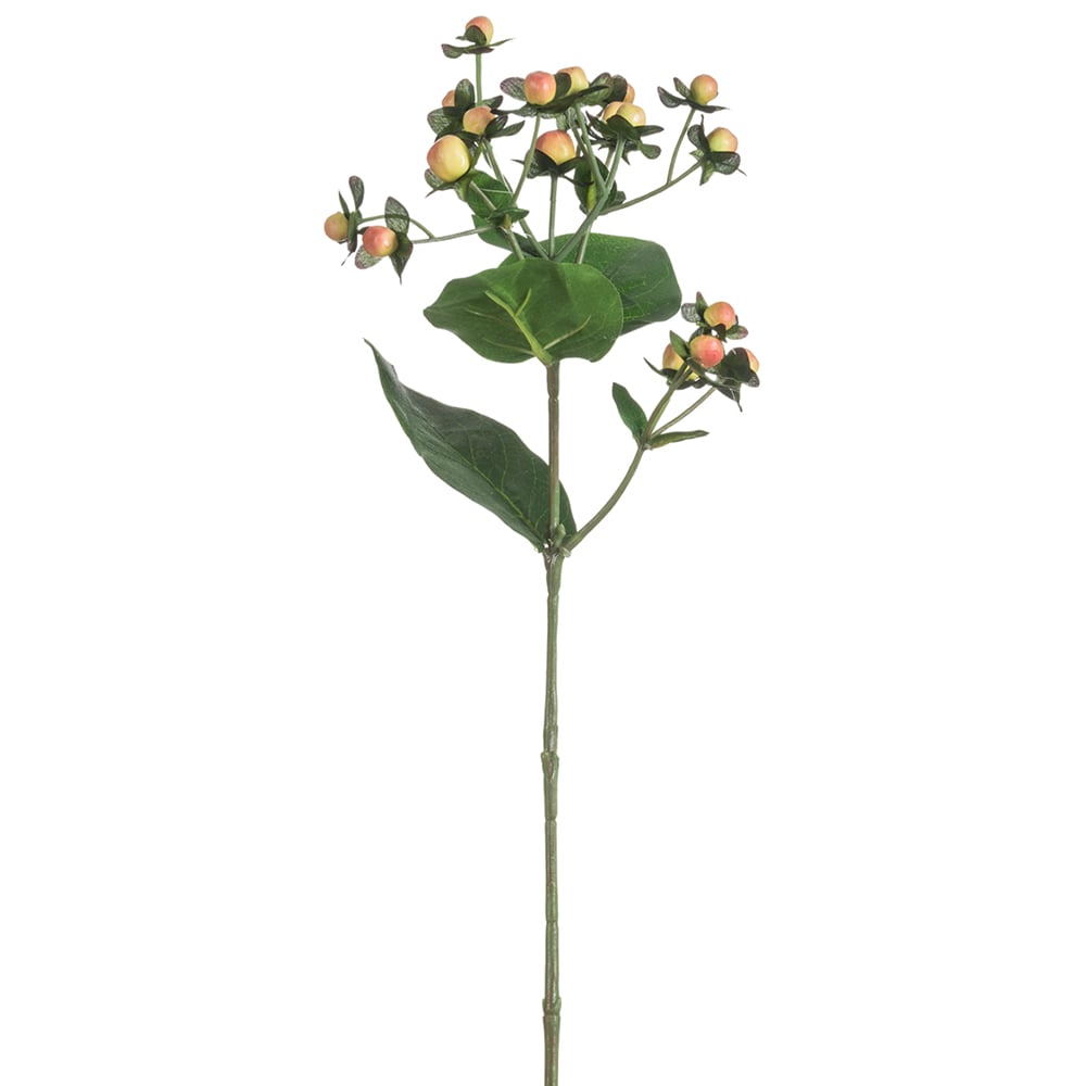 22.5" Artificial Hypericum Berry Stem -Pink | Berry Stems — Silks Are ...