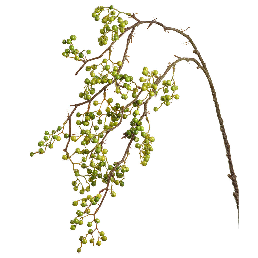33" Hanging Berry Artificial Stem -Green | Berry Stems — Silks Are Forever