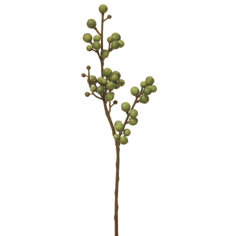 13" Artificial Plastic Berry Stem -Green | Berry Stems — Silks Are Forever