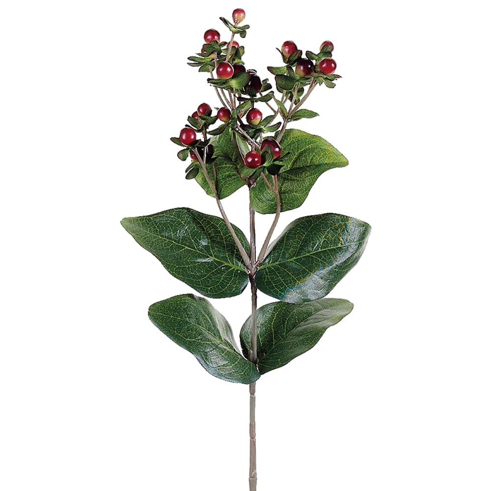 27.5" Artificial Hypericum Berry Spray -2 Tone Burgundy | Berry Stems ...