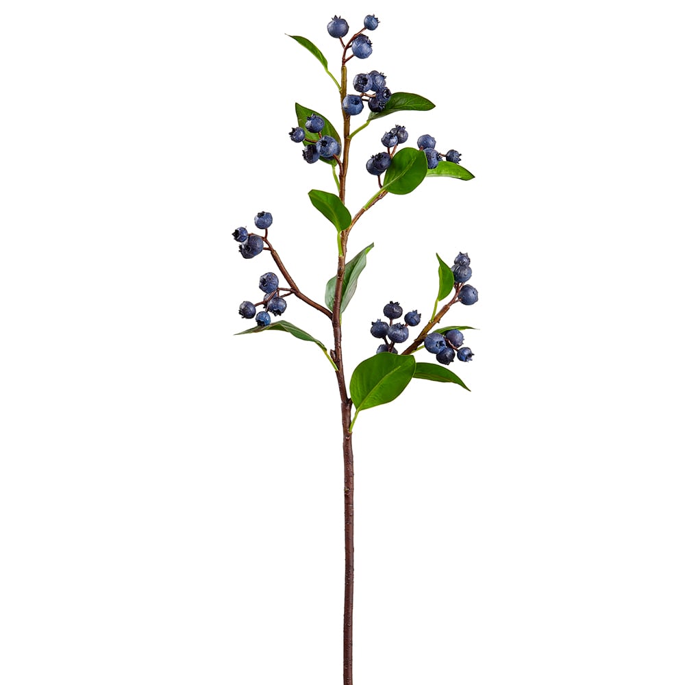 18" Artificial Plastic Blueberry Stem -Blue | Artificial Fruits — Silks ...