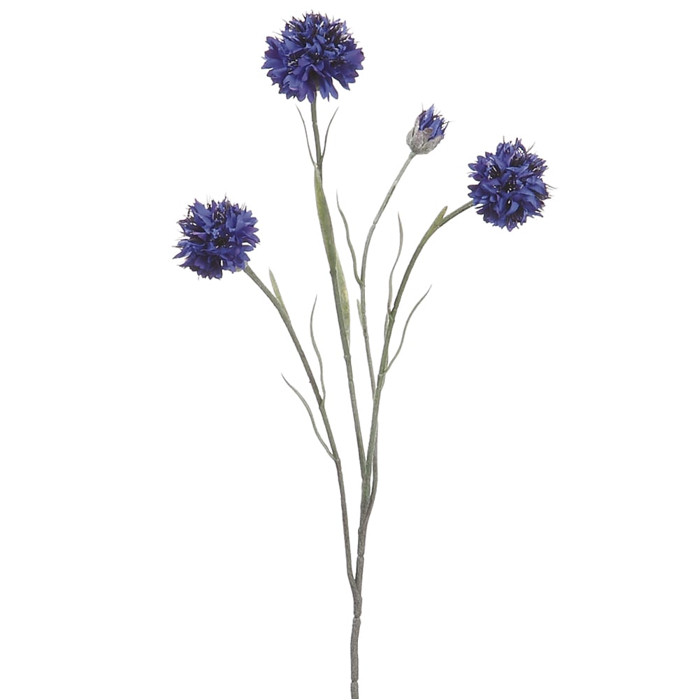 24" Silk Cornflower Flower Spray -Blue | Cornflower Stem — Silks Are ...