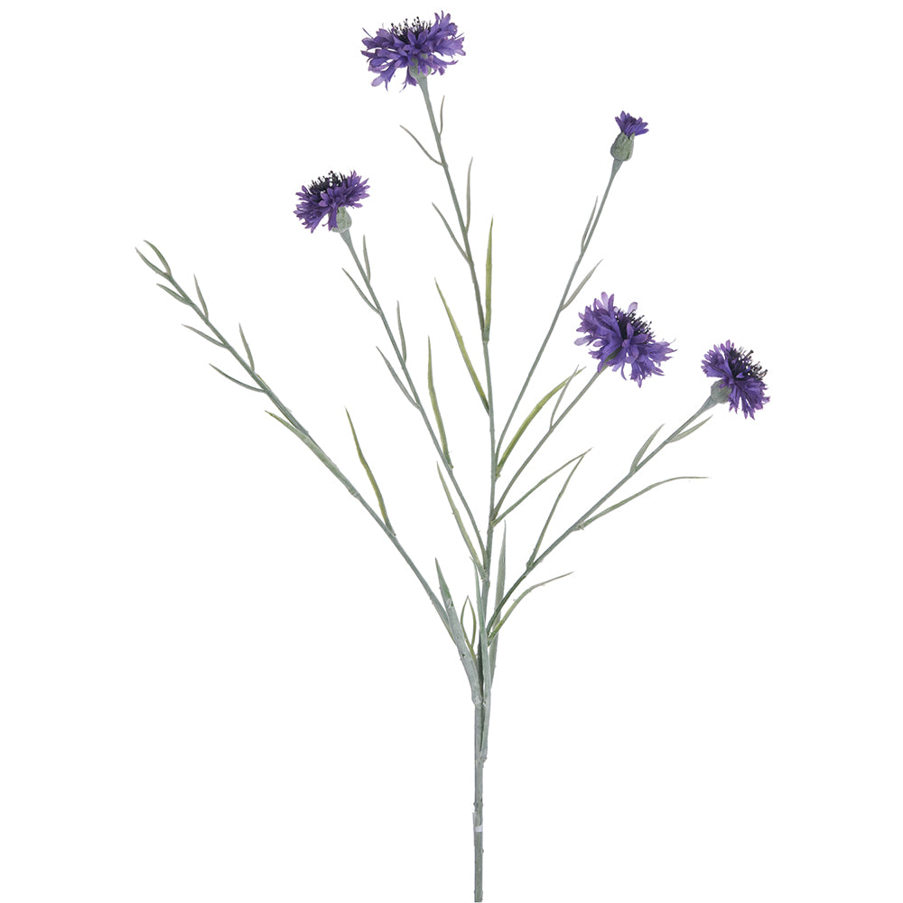 27.5" Silk Cornflower Flower Stem -Purple | Cornflower Stem — Silks Are ...