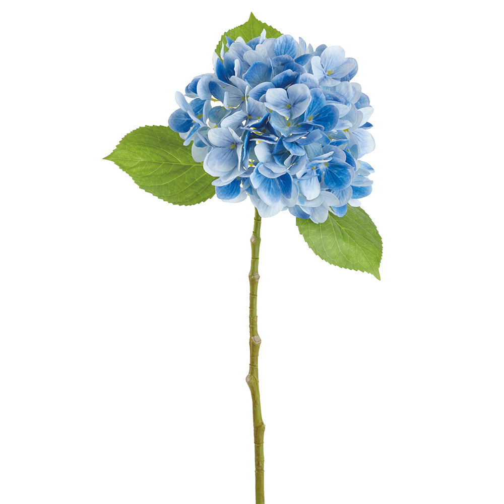 19" Hydrangea Faux Flower Stem -Blue | Hydrangea Stem — Silks Are Forever