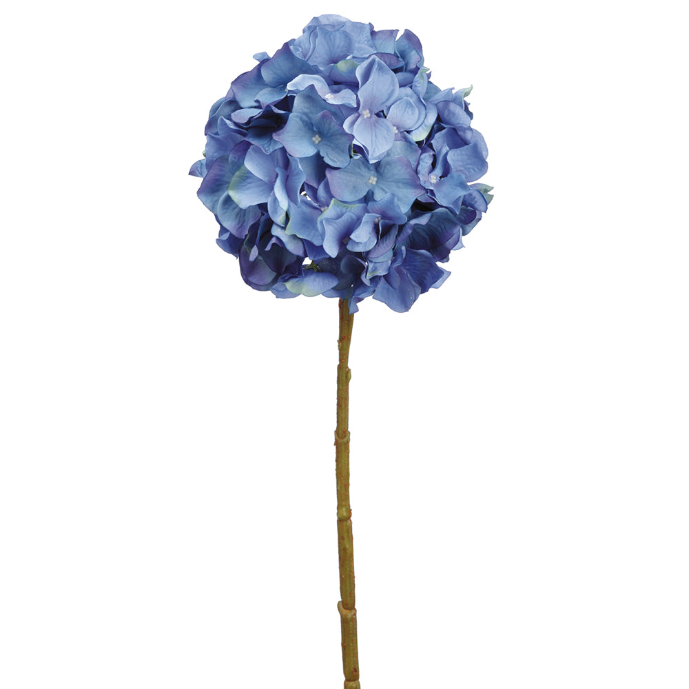 21" Hydrangea Silk Flower Stem -Blue | Hydrangea Stem — Silks Are Forever