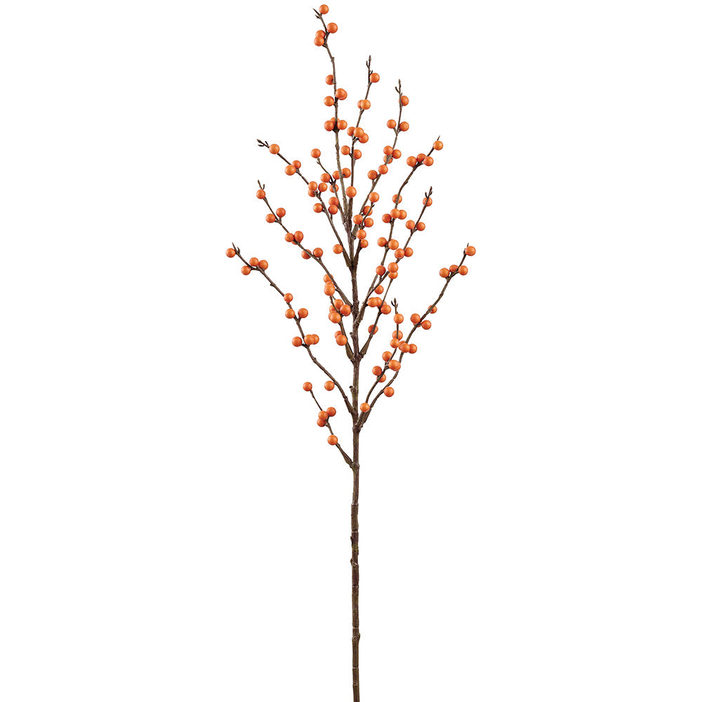 36" Artificial Ilex Berry Stem -Orange | Fall Berries — Silks Are Forever