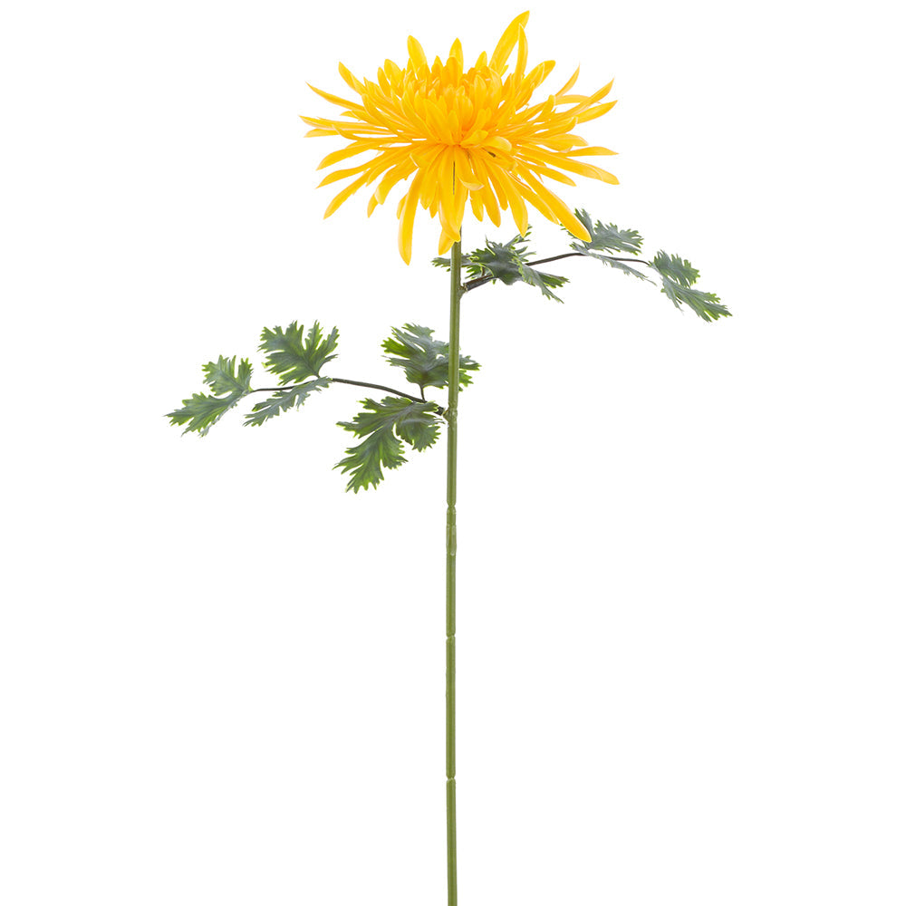 20" Outdoor UV-Resistant Artificial Mum Flower Stem -Yellow — Silks Are ...