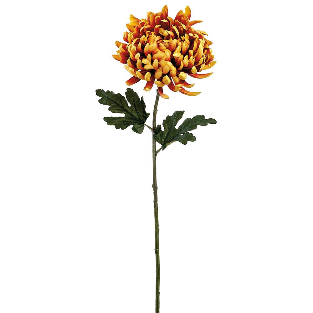 32" Mum Silk Flower Stem -Orange/Yellow | Mum Stem — Silks Are Forever