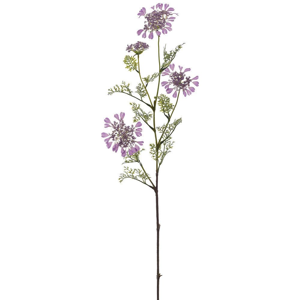 37" Orlaya Grandiflora White Lace Silk Flower Stem -Lavender — Silks ...