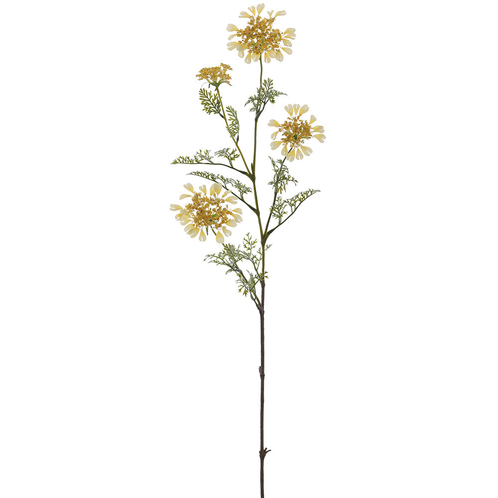 37" Orlaya Grandiflora White Lace Silk Flower Stem -Yellow — Silks Are ...