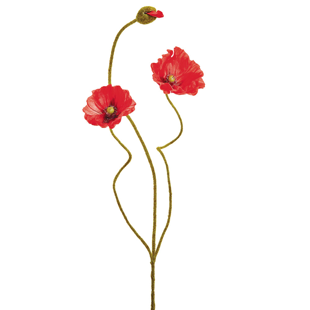 24.4" Poppy Silk Flower Stem -Red | Poppy Stem | SilksAreForever.com ...