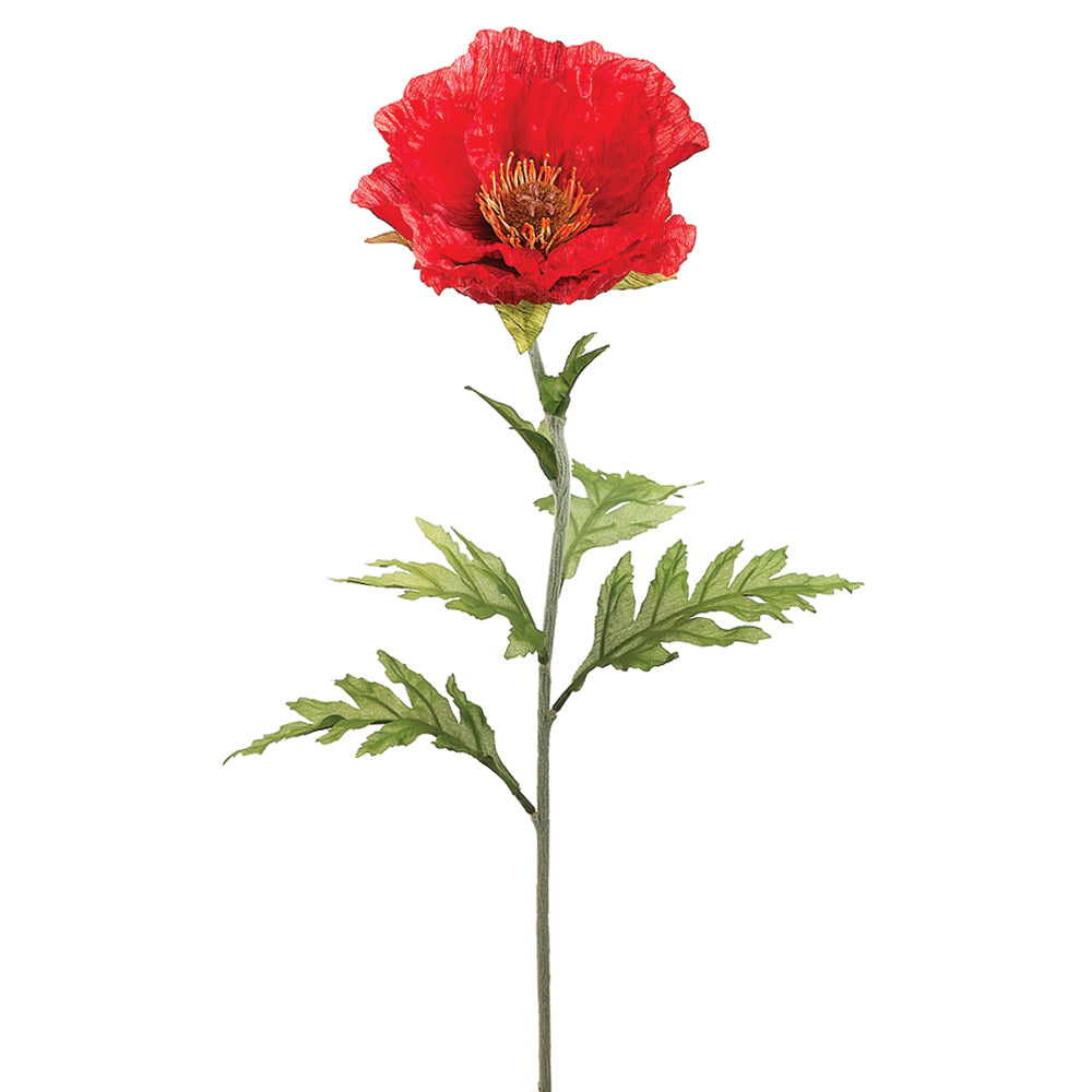 28" Poppy Silk Flower Stem -Red | Poppy Stem | SilksAreForever.com ...