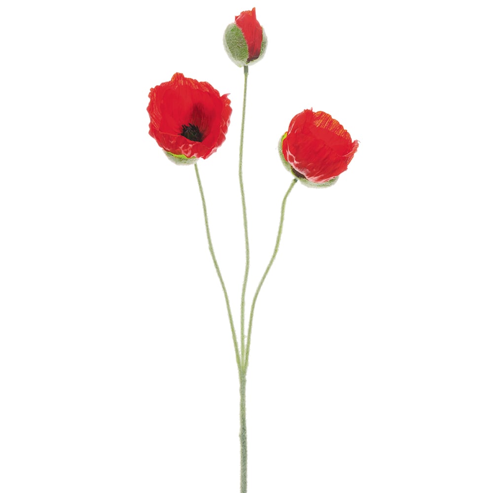 20" Poppy Silk Flower Stem -Red | Poppy Stem | SilksAreForever.com ...