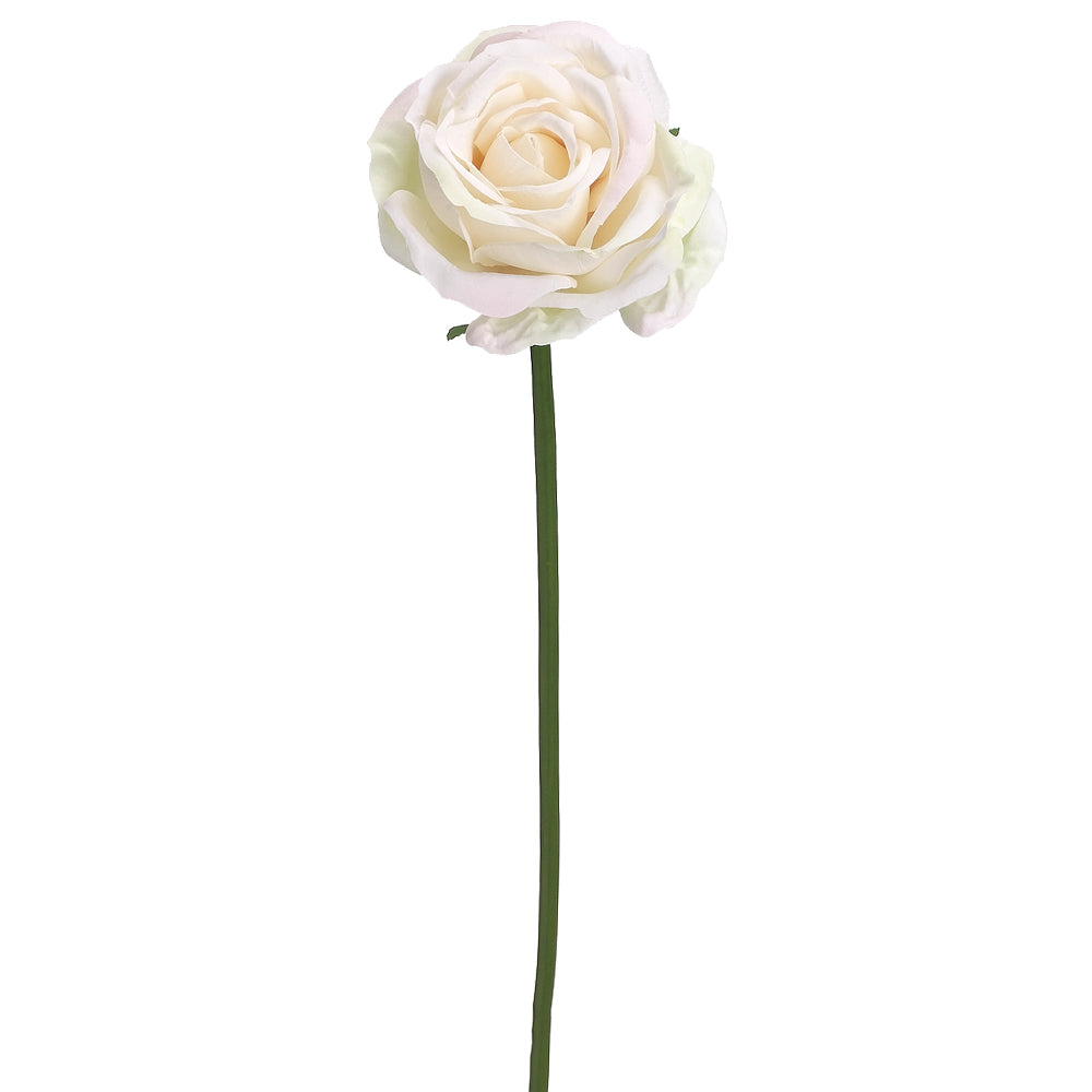 19" Silk Rose Flower Stem -Cream/Blush | Rose Stem — Silks Are Forever